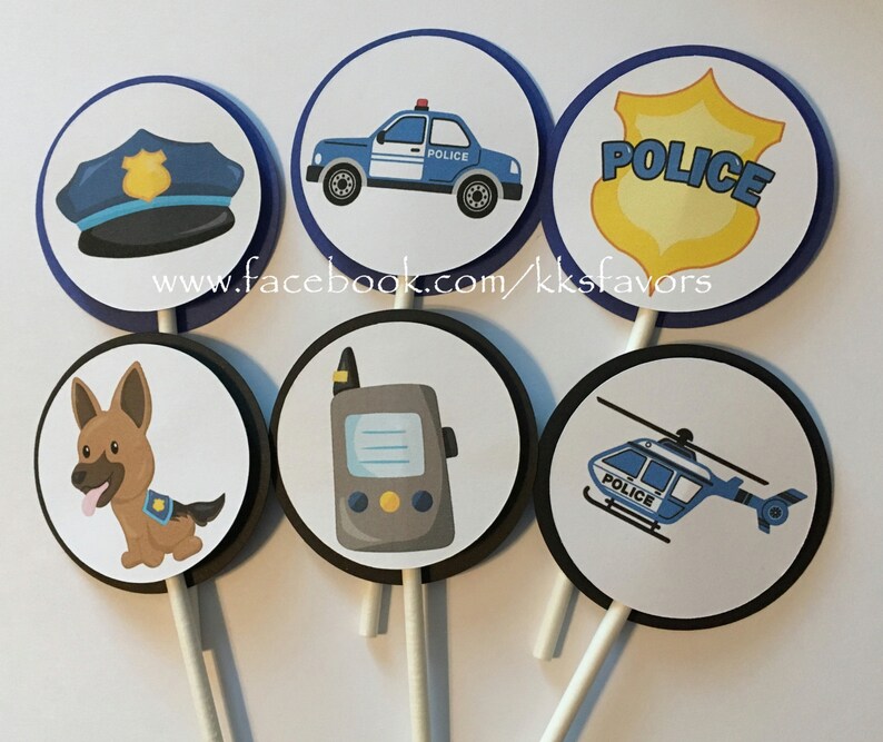 Police Party Cupcake Toppers/Police Birthday Cupcake Toppers/Police ...