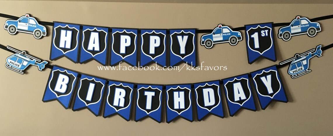 Police Party Birthday Banner/Police Birthday Banner/Policeman | Etsy