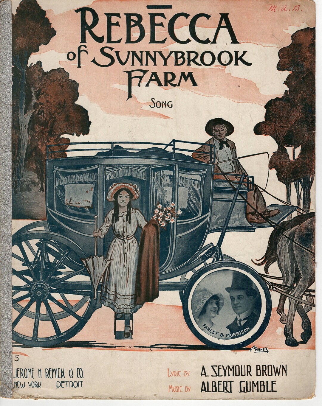 Rebecca of Sunnybrook Farm - 1914c 3pg Piano/vocal Large Format Good ...