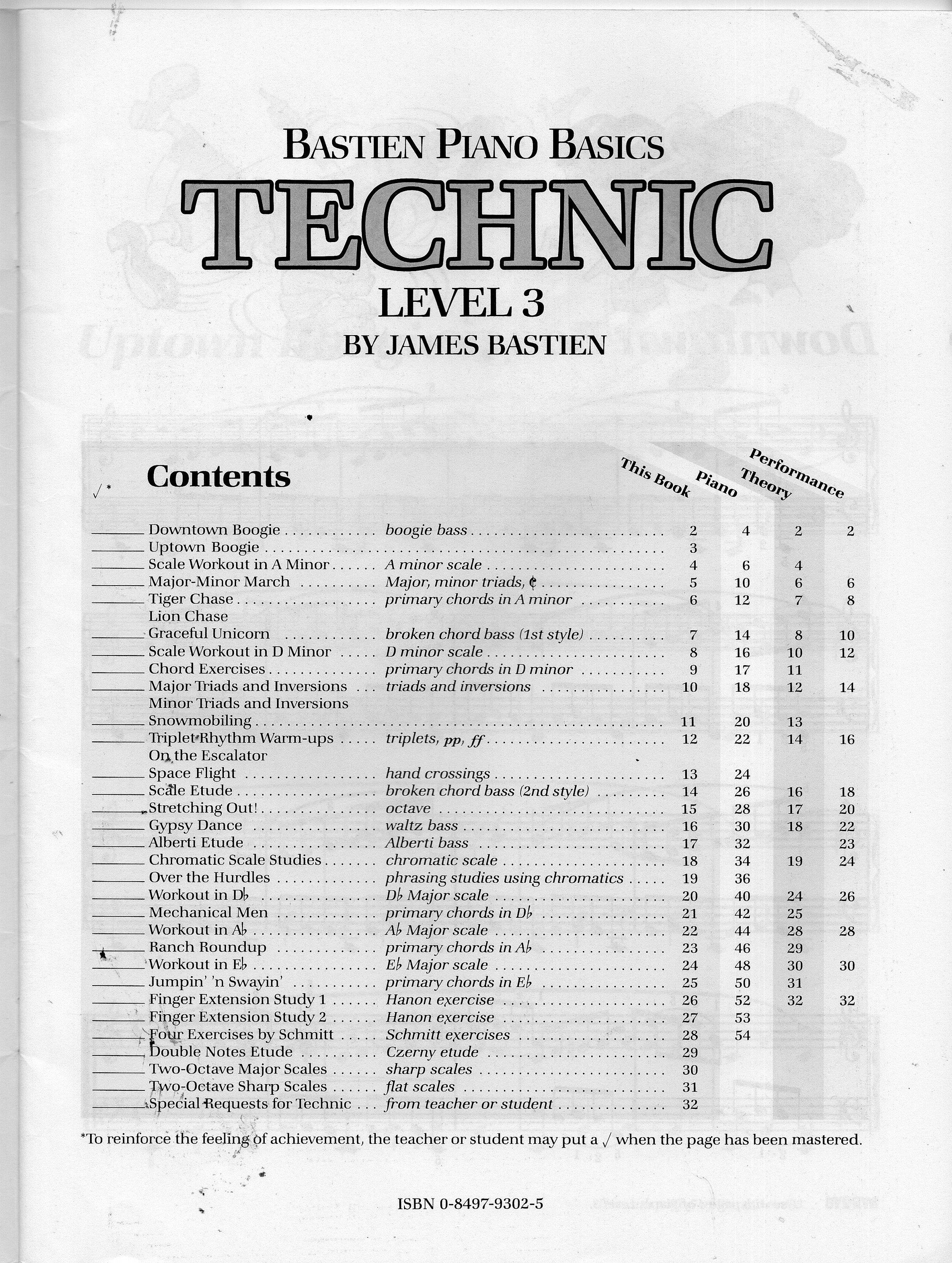 3 Books Bastien Piano Basics by James Bastien Level 3 Technic 32pgs, Theory 32pgs and Piano ...