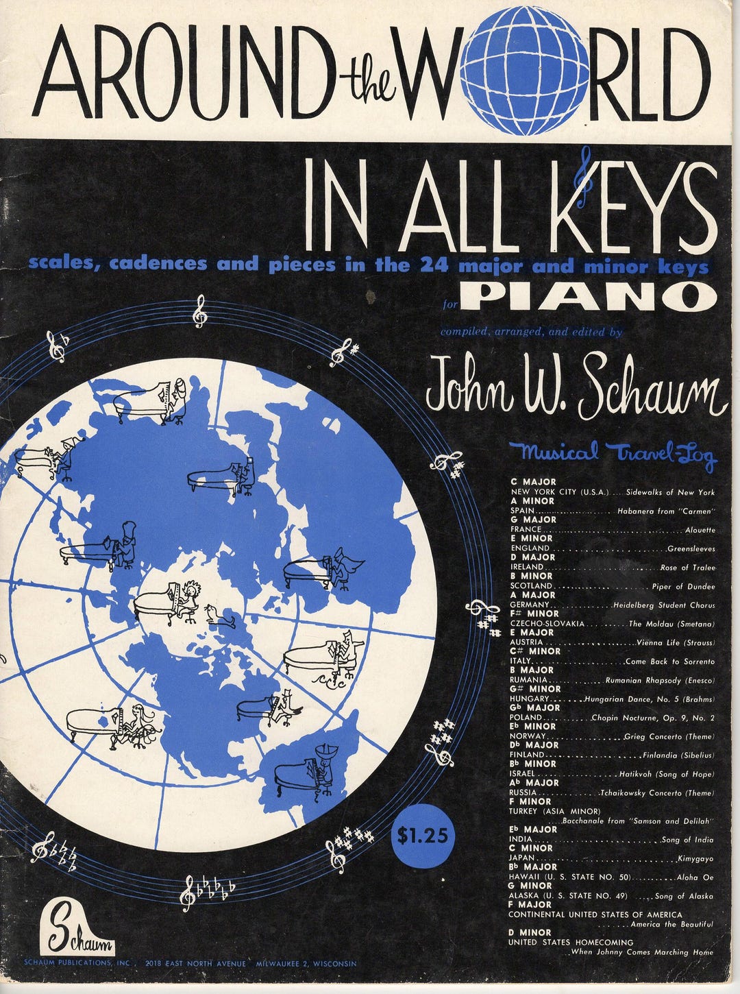 Beginner - Around the World in All Keys - Schaum 1960c 32 Pgs 24 Songs ...