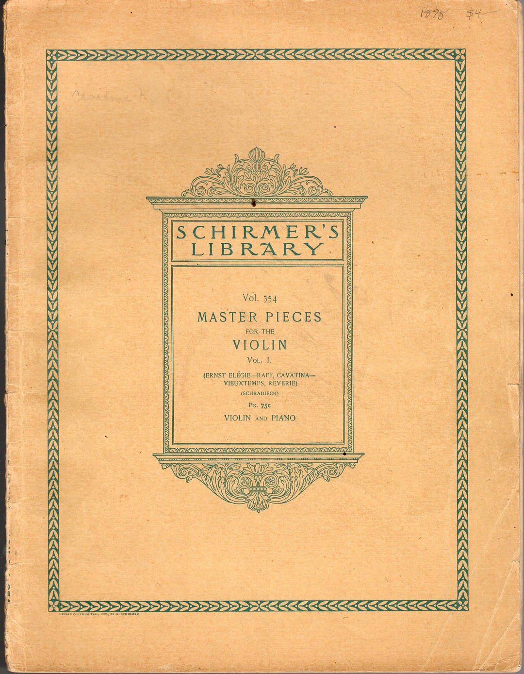 Advanced Violin -master Pieces Vol 1 Elegie by Ernst - Cavatina by Raff ...