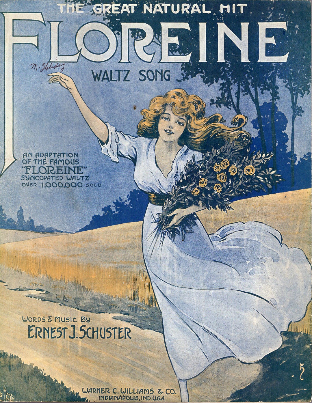 Floreine - by Ernest Schuster - 1913c 2pg Piano Vocal -beautiful Art by ...
