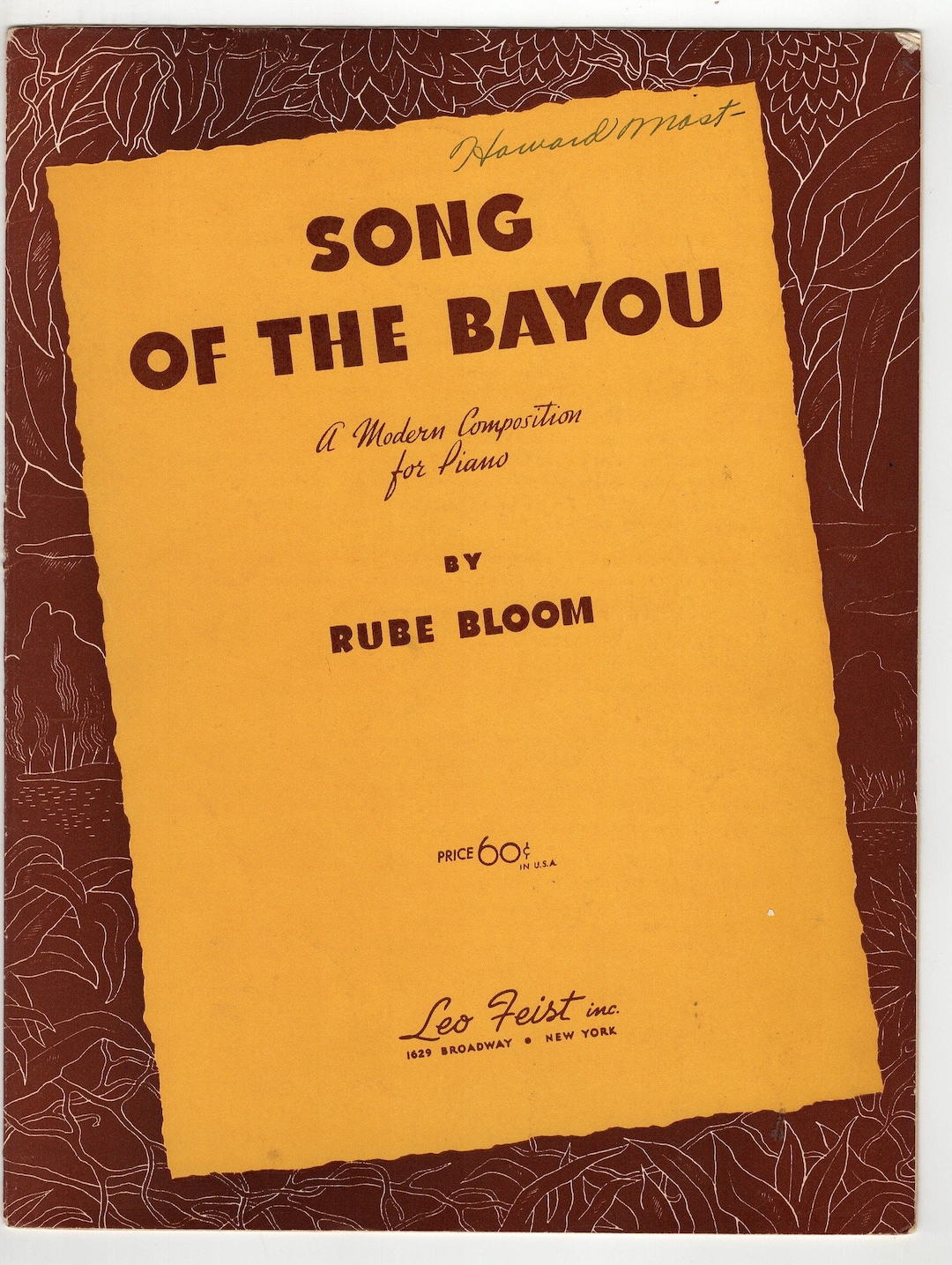 Song of the Bayou by Rube Bloom Advanced Piano Solo - 1929c 6pgs Near ...