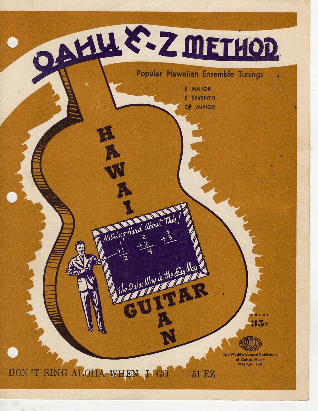 EZ Hawaiian Guitar - 2 Pcs 4 Songs- Oahu EZ Method Diagram String ...