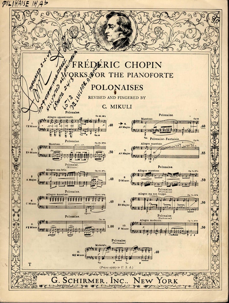 Chopin - Polonaise in Ab - Sheet Music: Opus 53, Edited by Mikuli ...