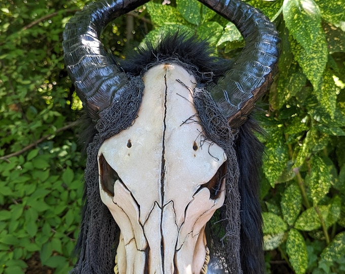 Goat Leather Mask in Semi-gloss Black, Pan, Faun, Baphomet, Capricorn ...