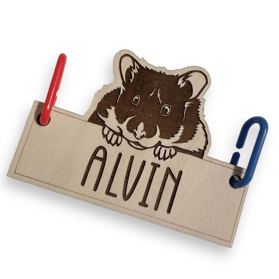 Custom Engraved Wood Hamster Cage Name Tag, Personalized Pet ...