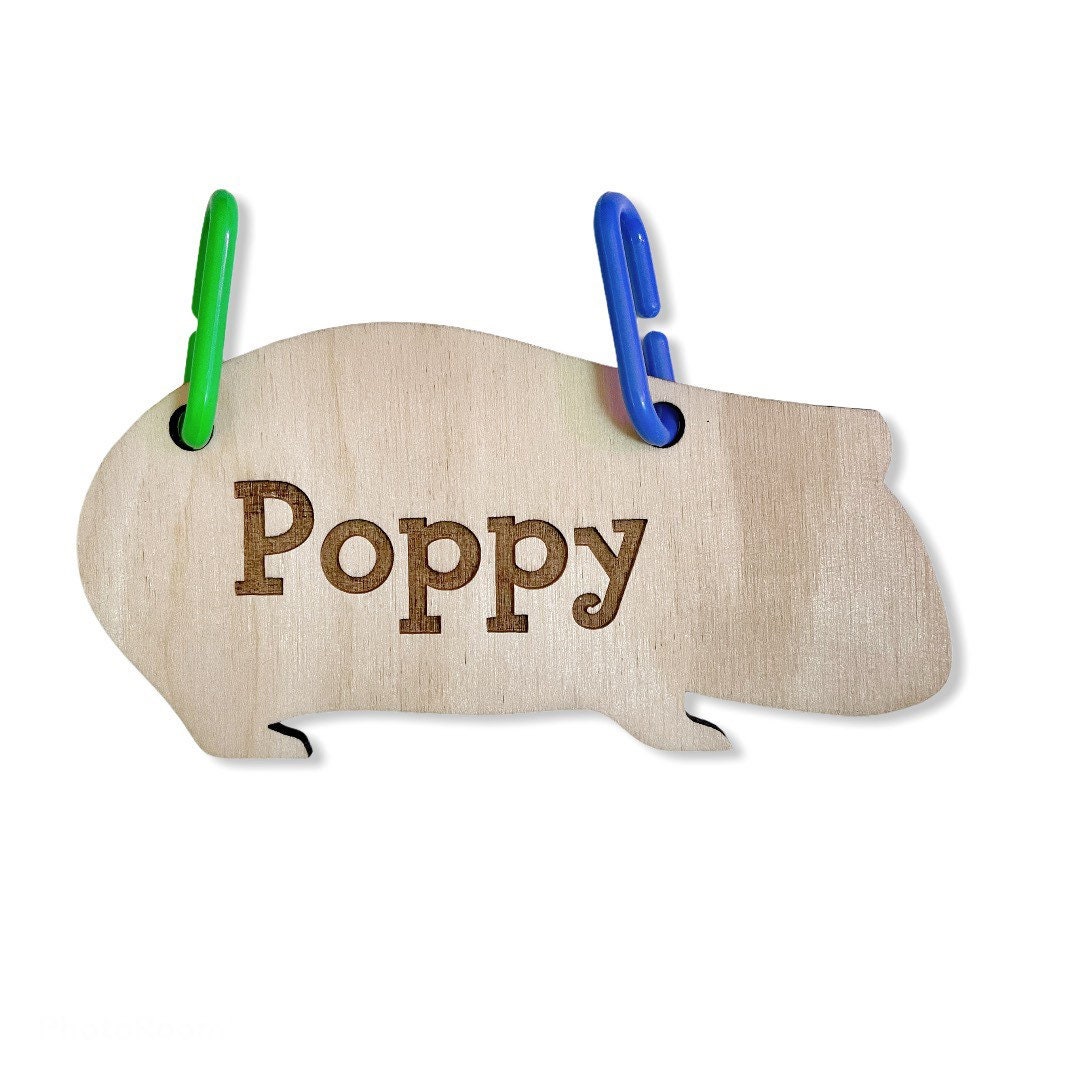 Guinea Pig Cage Tag, Personalized, Custom, Engraved Wood, Pet Guinea ...