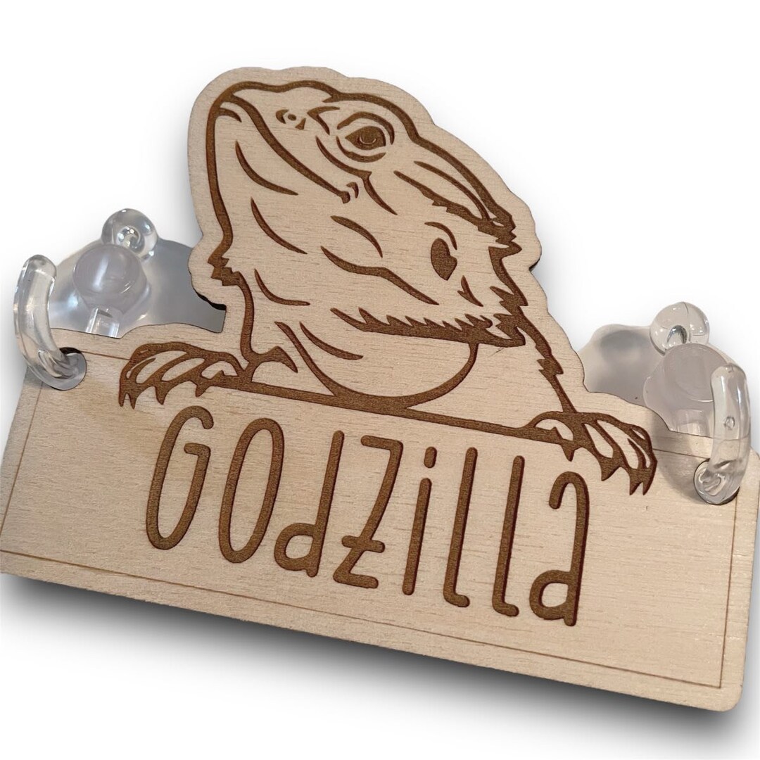 Bearded Dragon Cage Tag, Personalized, Engraved Wood, Terrarium Tag ...