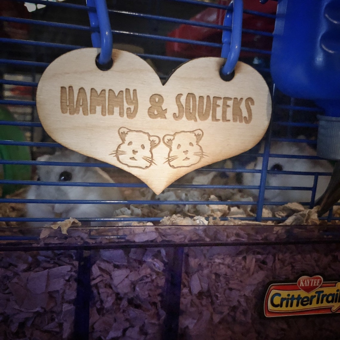 Hamster Cage Tag Engraved Wood Custom Personalized Pet | Etsy