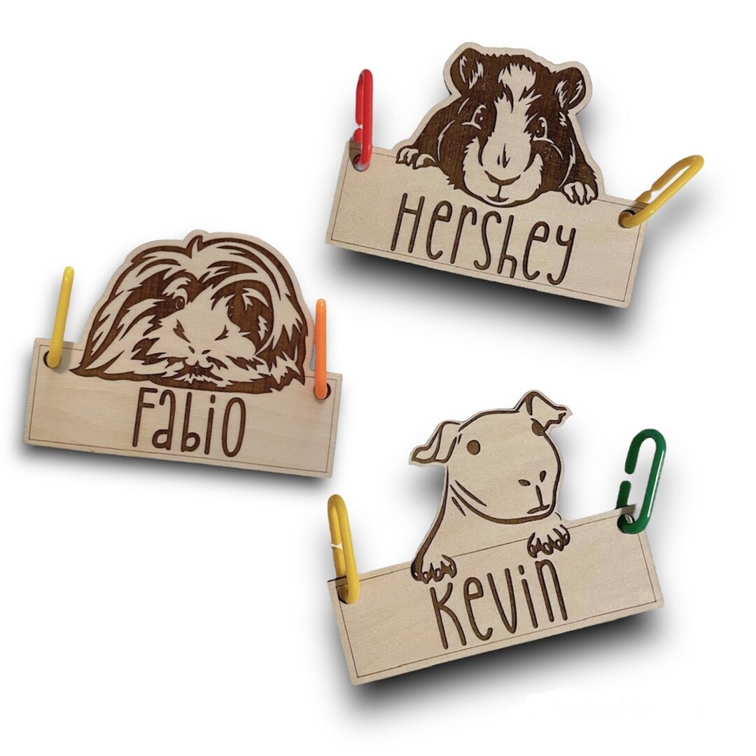 Guinea Pig Cage Tag, Personalized, Custom, Engraved Wood, Pet Guinea ...