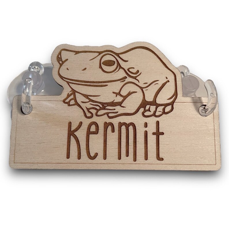 Frog Name Tag, Personalized, Engraved Wood, Terrarium Tag, Habitat Tag ...