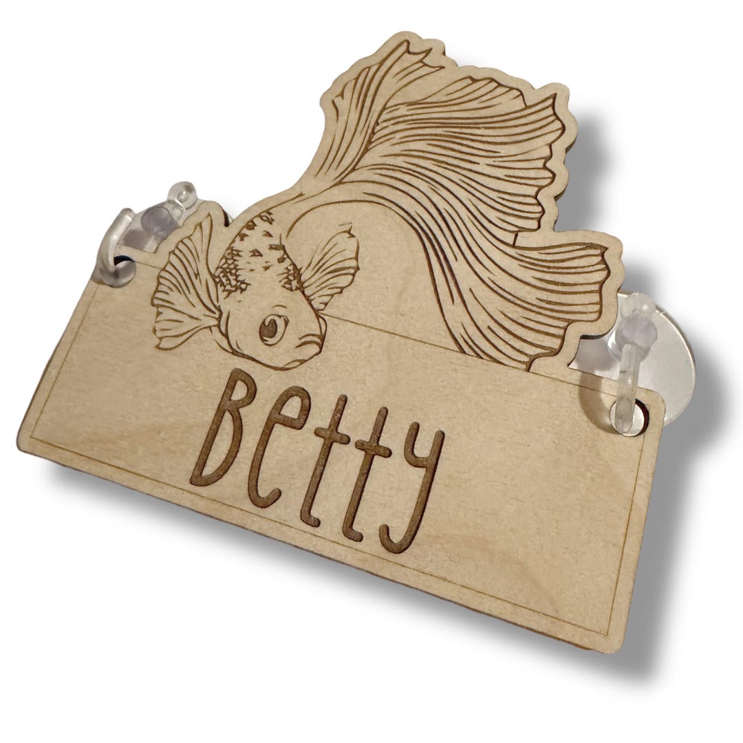 Betta Fish Name Tag, Aquarium Tag, Personalized, Engraved Wood, Habitat ...