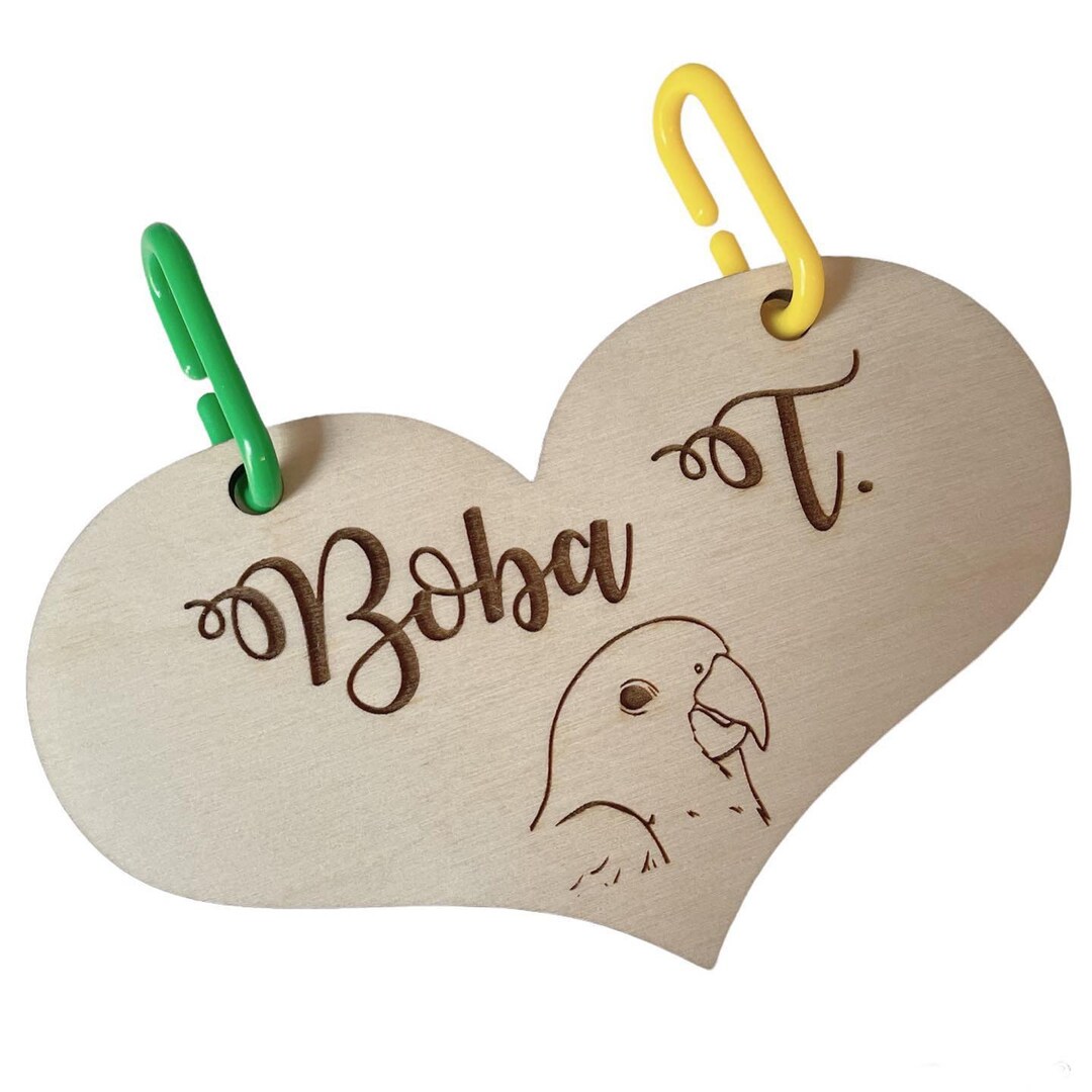 Conure Bird Cage Tag, Personalized, Custom, Engraved Wood, Pet Bird ...