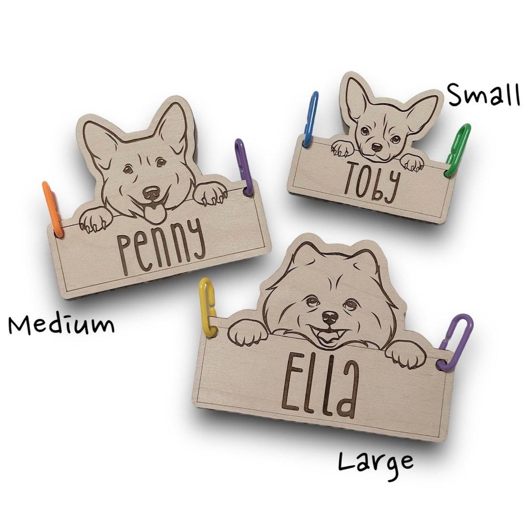 Personalized Dog Cage Tag Custom Engraved Wood Crate Training ID Kennel ...