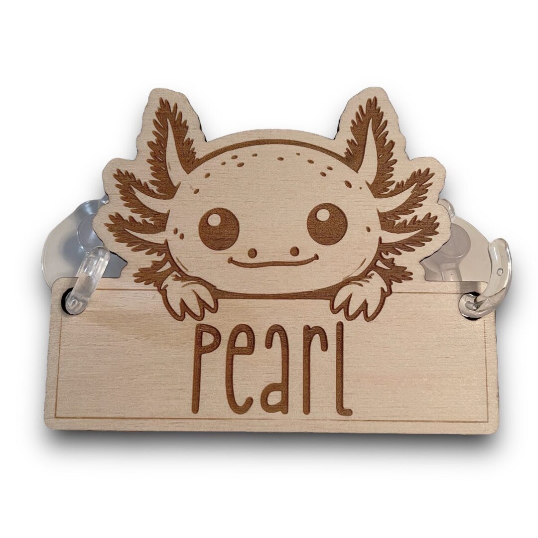 Axolotl Aquarium Tag, Personalized, Engraved Wood, Terrarium Tag ...