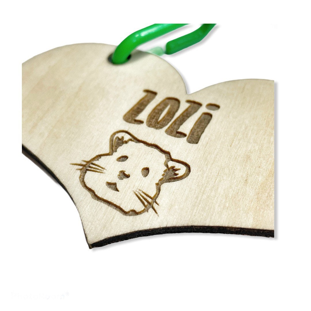 Hamster Cage Tag Engraved Wood Custom Personalized Pet | Etsy