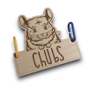 Personalized Chinchilla Cage Name Tag, Custom Engraved Wood Pet Habitat ...