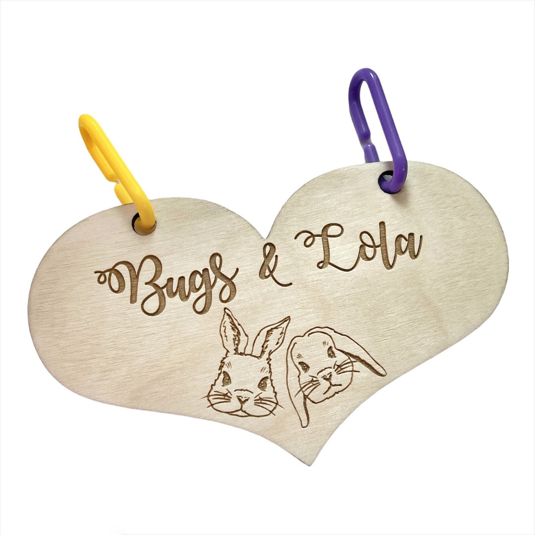 Bunny Rabbit Cage Tag, Personalized, Custom, Engraved Wood, Pet Rabbit ...