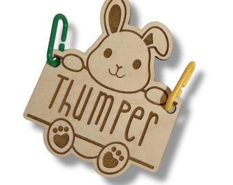 Bunny Rabbit Cage Tag, Personalized, Custom, Engraved Wood, Pet Rabbit ...