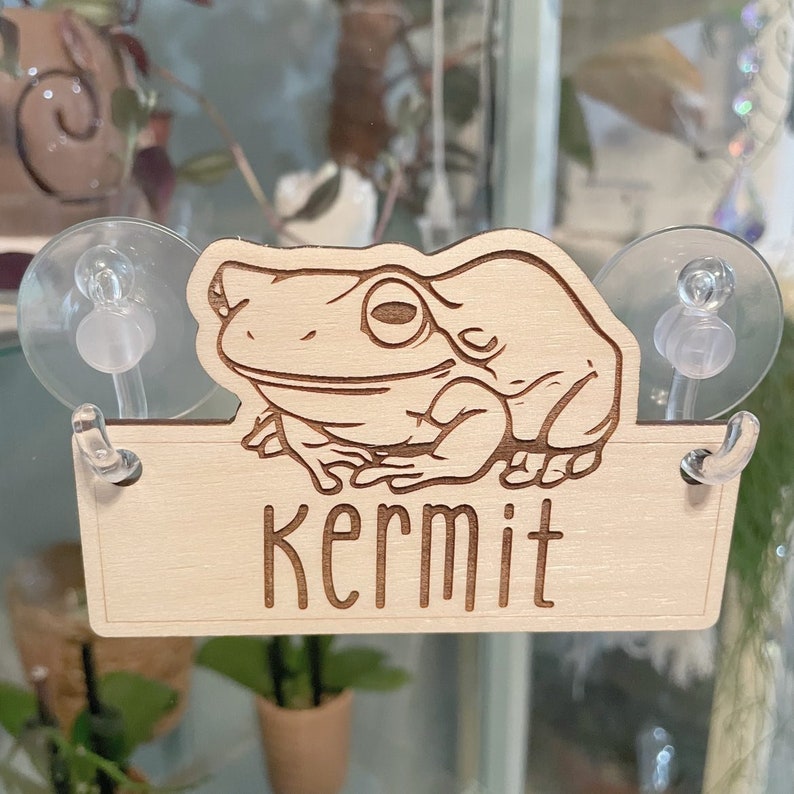 Custom Frog Name Tag Personalized Engraved Wood Terrarium Habitat Pet ...