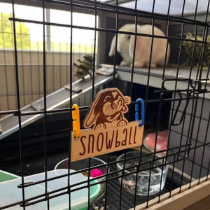 Bunny Rabbit Cage Tag, Personalized, Custom, Engraved Wood, Pet Rabbit ...