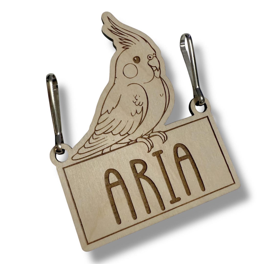 Personalized Cockatiel Bird Cage Tag Custom Engraved Wood Pet Parrot ...