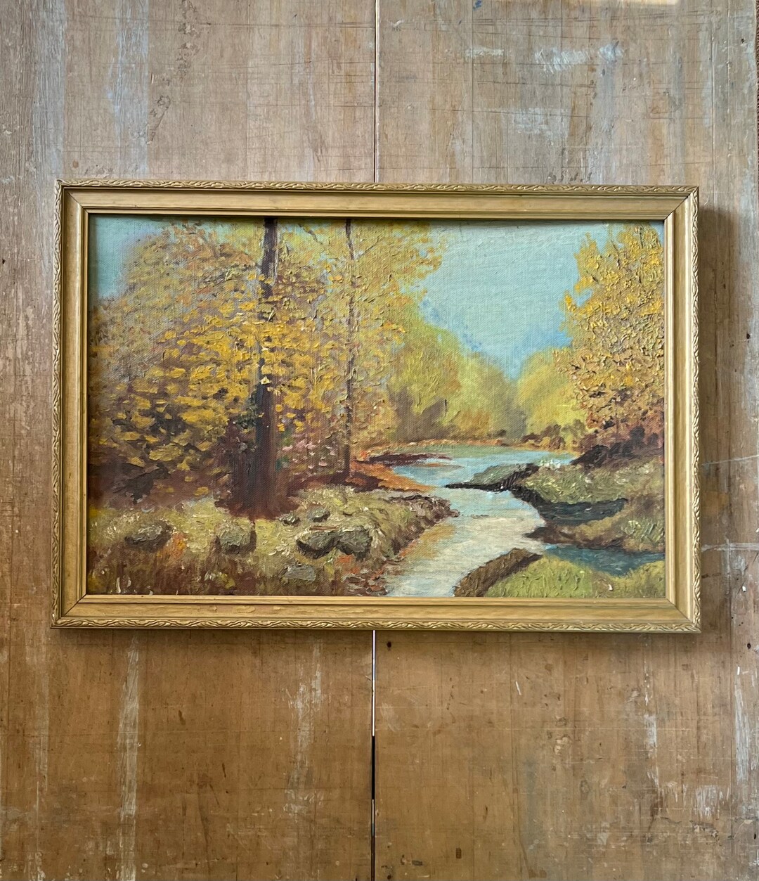 Vintage Fall Scene Acrylic Painting on Board - Etsy
