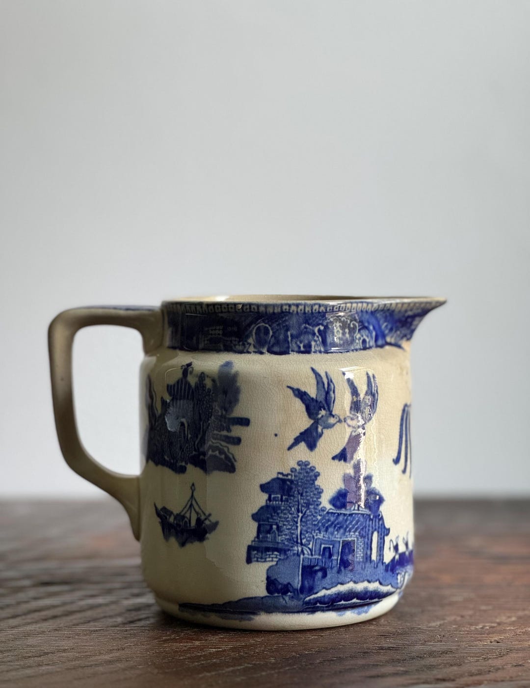 Antique Blue Willow Buffalo Pottery Pitcher 1910 - Etsy