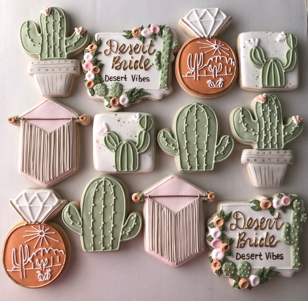Desert Cactus Themed Bridal Shower Sugar Cookies - Etsy