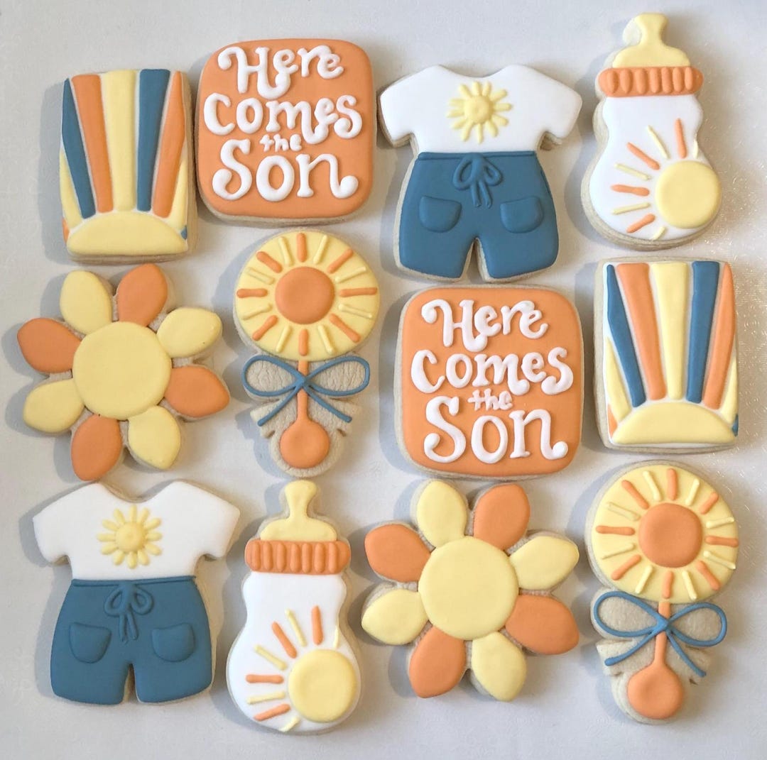 Here Comes the Son Sugar Cookies: Sunshine Baby Shower, Set of 12 - Etsy