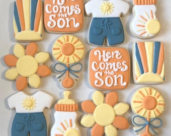 Here Comes the Sun Cookies, Here Comes the Son Cookies, Sunshine Themed ...