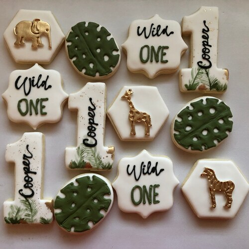 Jungle Themed Wild One Birthday Cookies 36 Cookies - Etsy