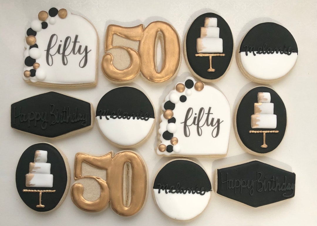 50th Birthday Sugar Cookies: Custom Celebration Treats (12 Cookies) - Etsy