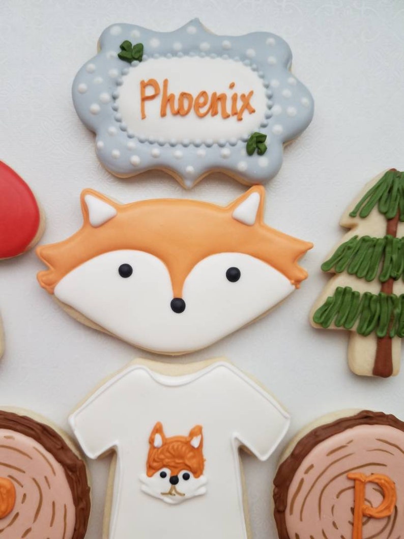 Fox themed sugar cookies wild boy woodland themed cookies | Etsy