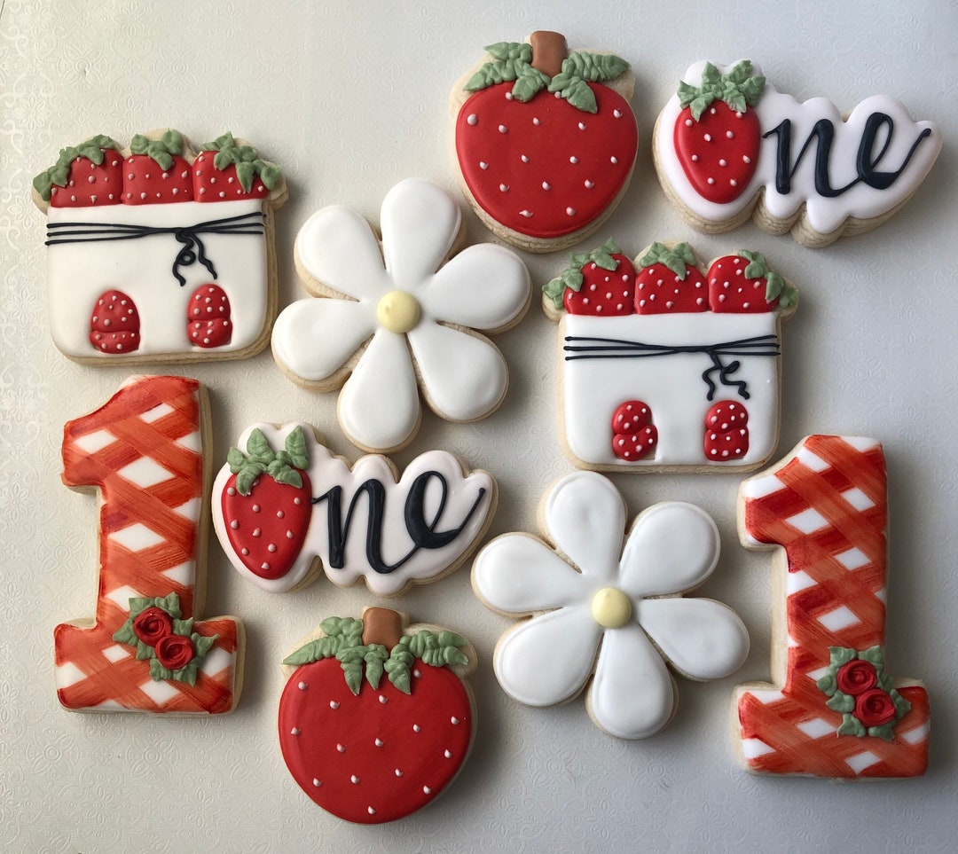 Strawberry Themed Sugar Cookies, Berry First Birthday, Farm Stand ...