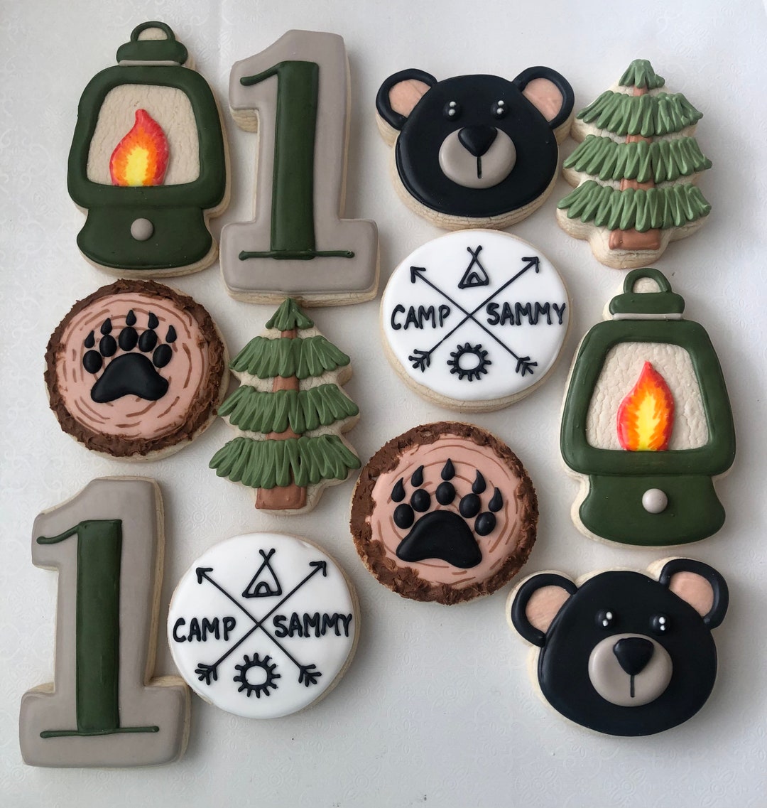Camping Themed Sugar Cookies, First Birthday, Camping, Outdoors, One ...