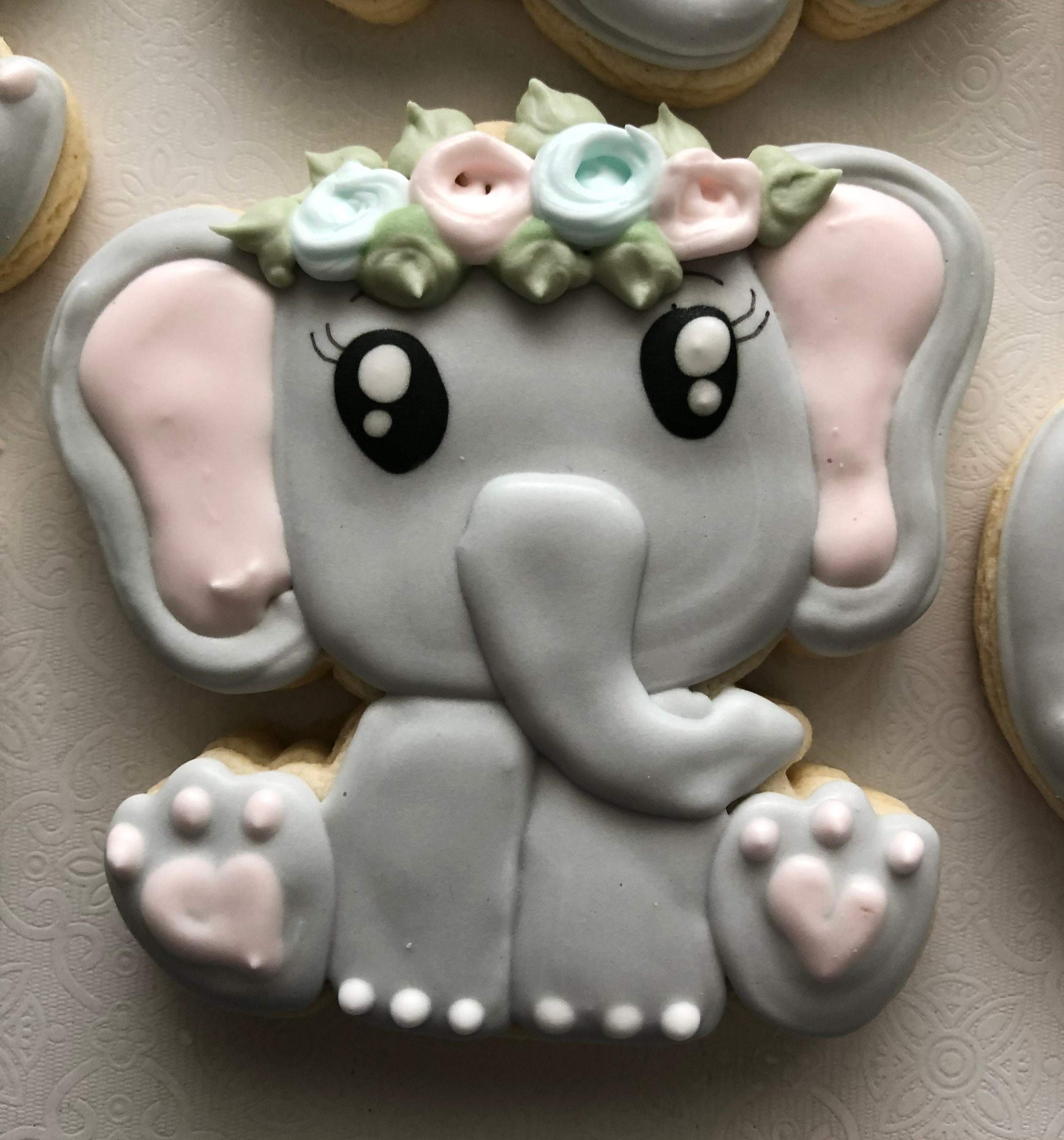 Elephant themed sugar cookies elephant with flowers elephant | Etsy