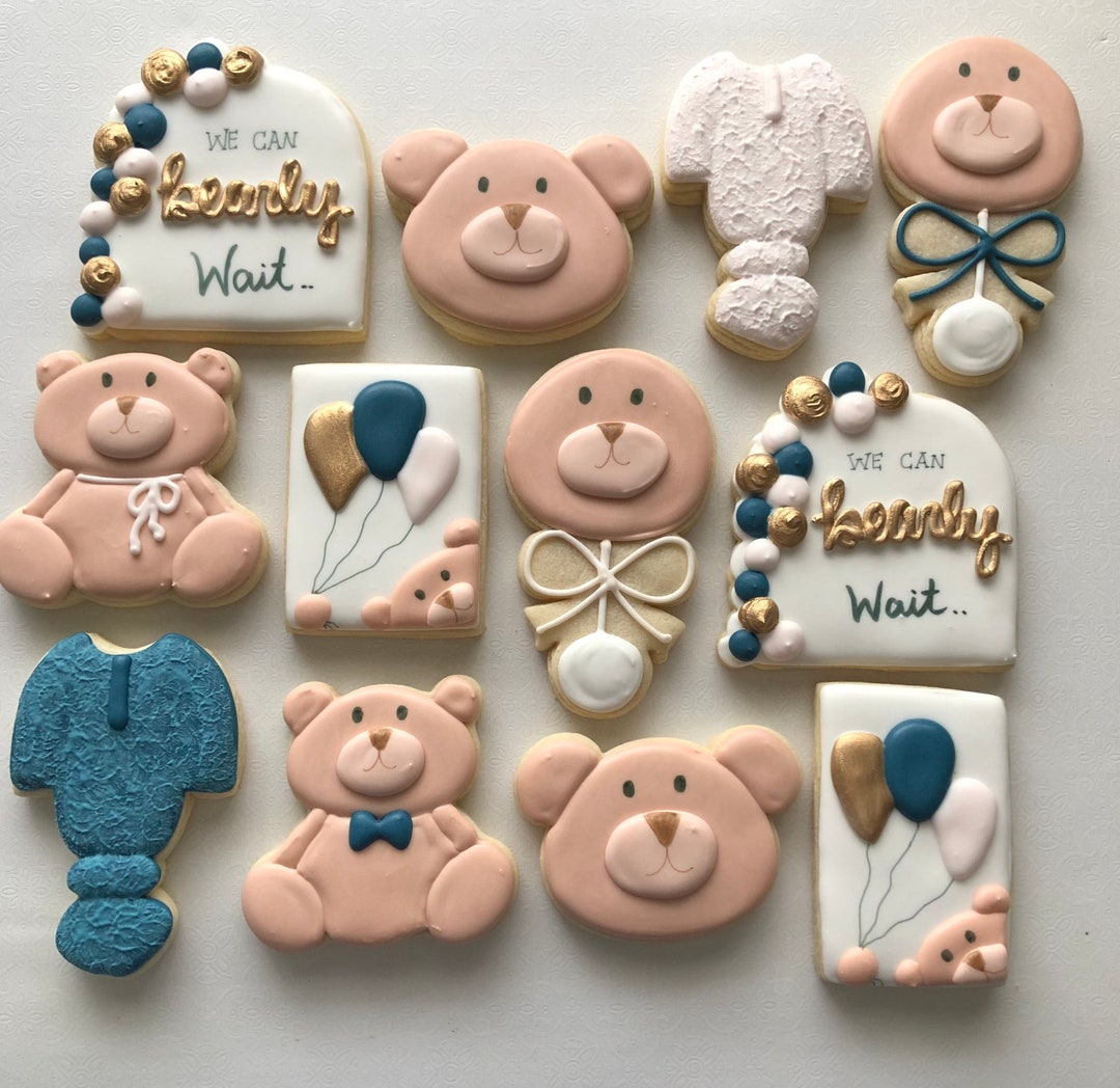 Teddy Bear Sugar Cookies, Gender Reveal, Teddy Bear Baby Shower, I Can ...