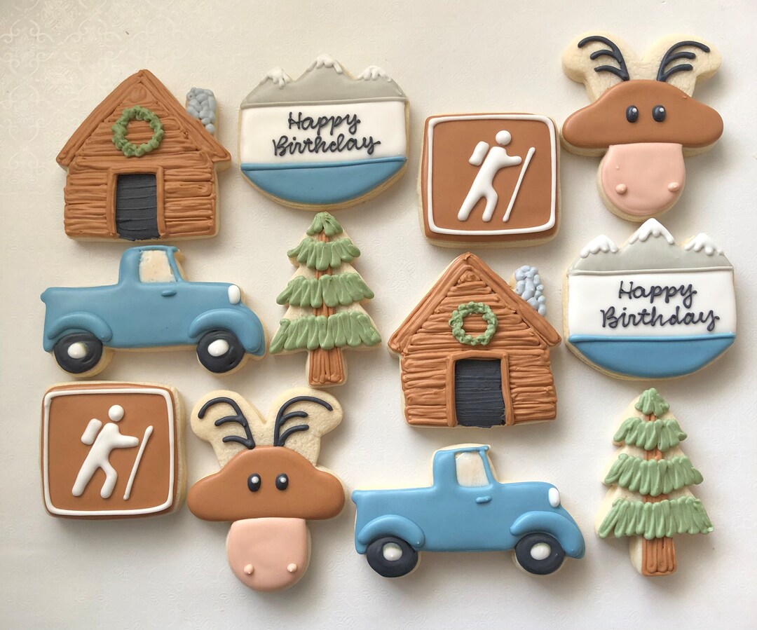 Adirondacks Themed Sugar Cookies, Mountain, Hiking, Cabin, Birthday ...