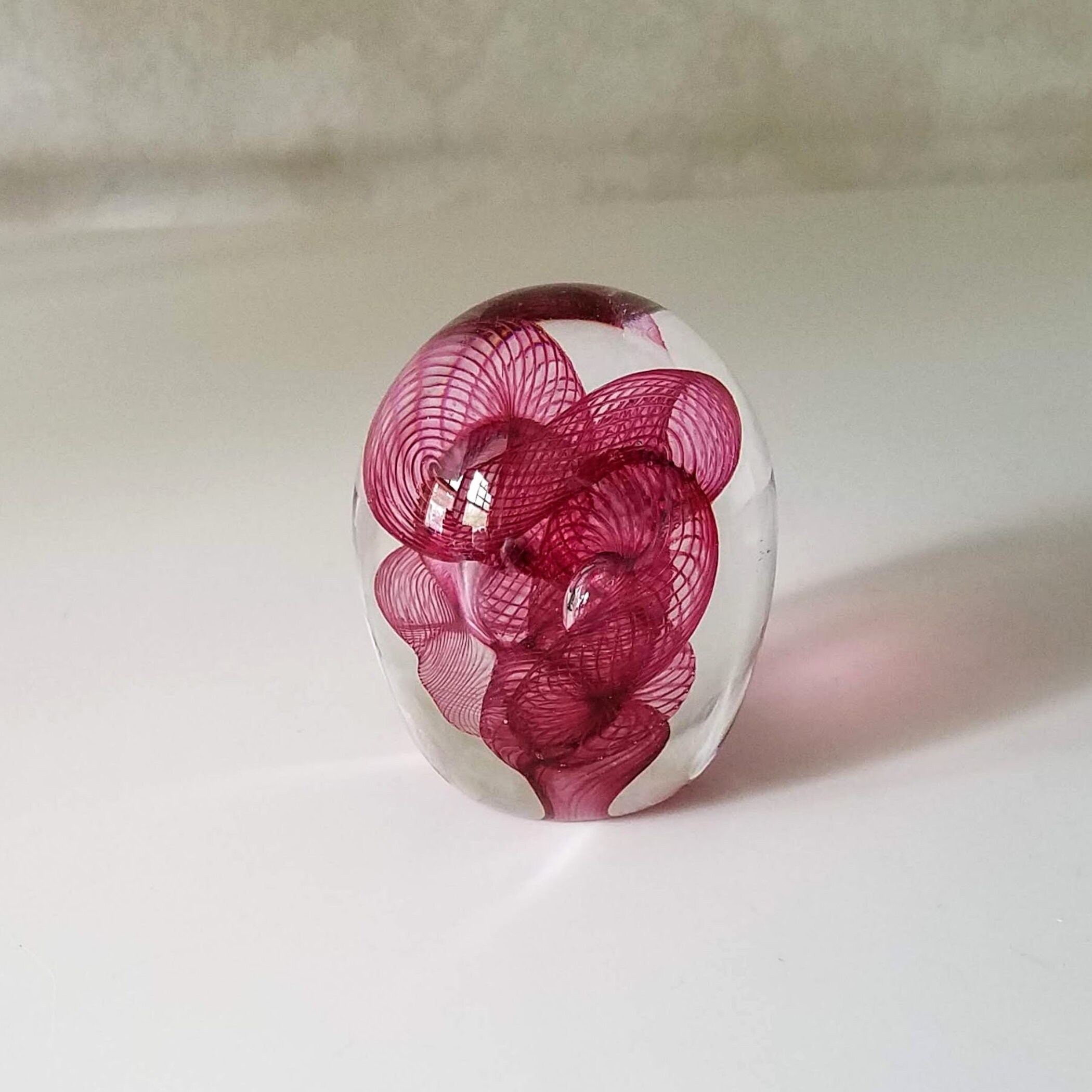 Robert Held Art Glass Paperweight, Signed Vintage Handmade Burgundy Red ...