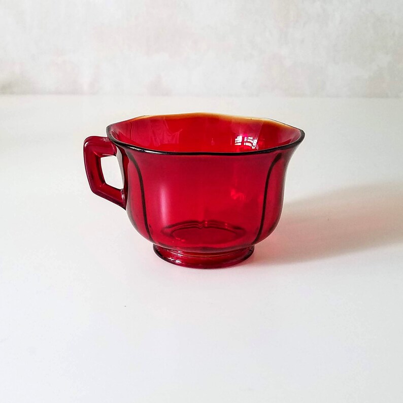 Ruby Red Glass Cup Vintage Red Amberina Glass Coffee or | Etsy