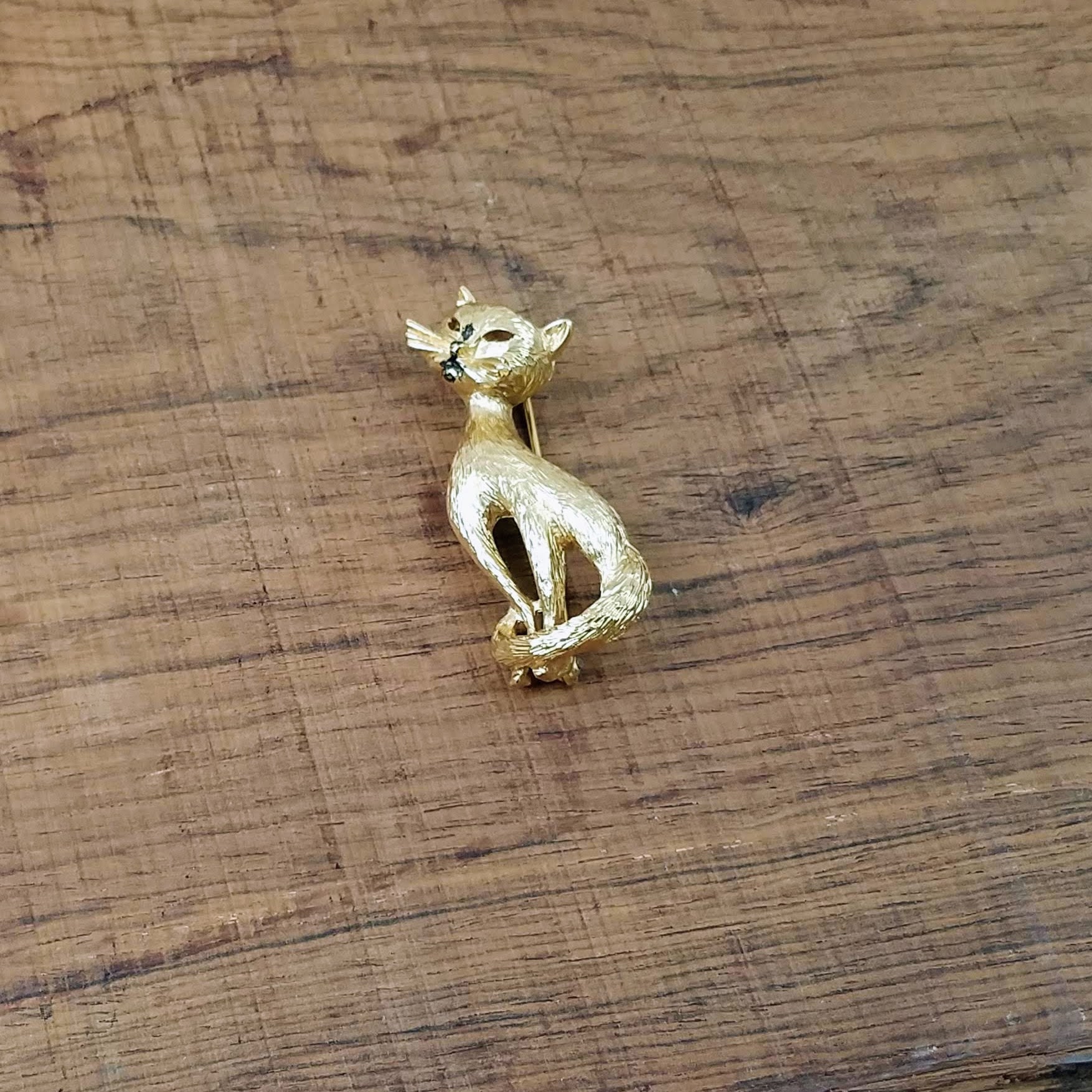 Gold Tone Cat Brooch, Vintage Monet Cat Brooch, Signed Monet Brooch ...