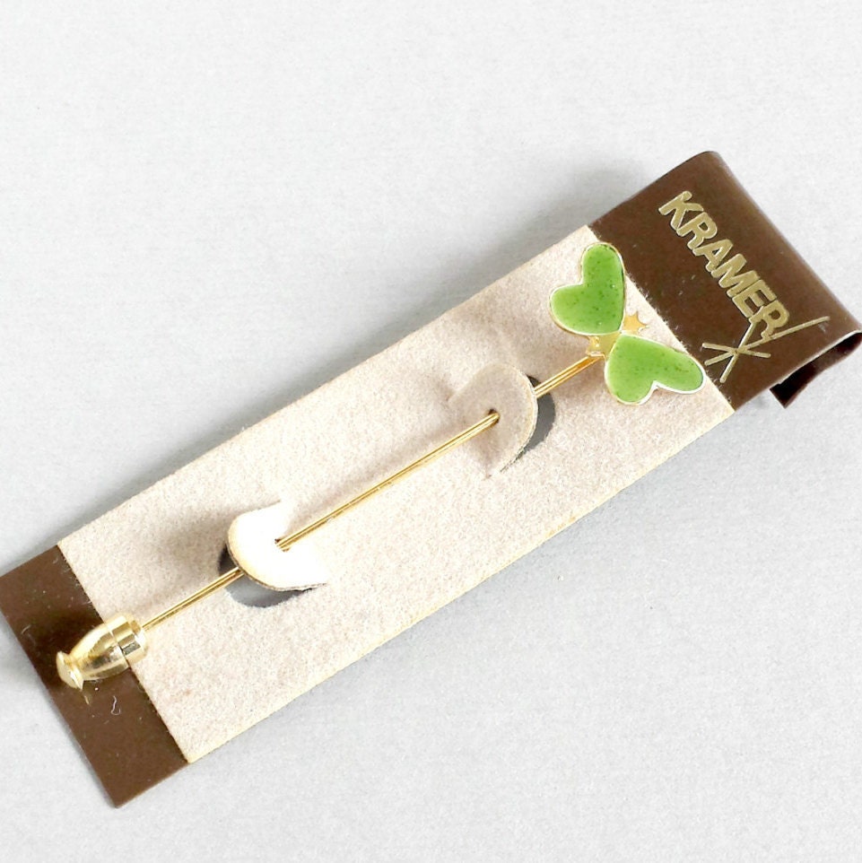 Vintage Green Stick Pin, Kramer Butterfly Pin, Minimalist Jewelry ...