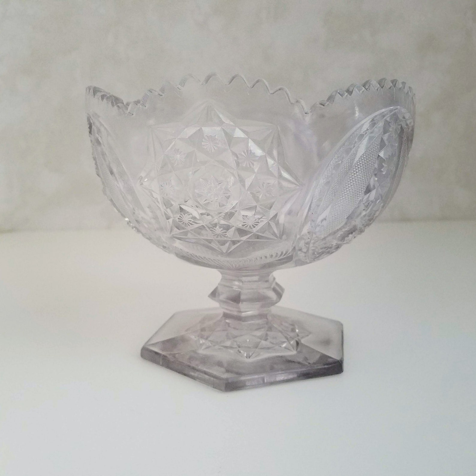Vintage Glass Compote, EAPG Pressed Glass Pedestal Bowl, Collectible ...