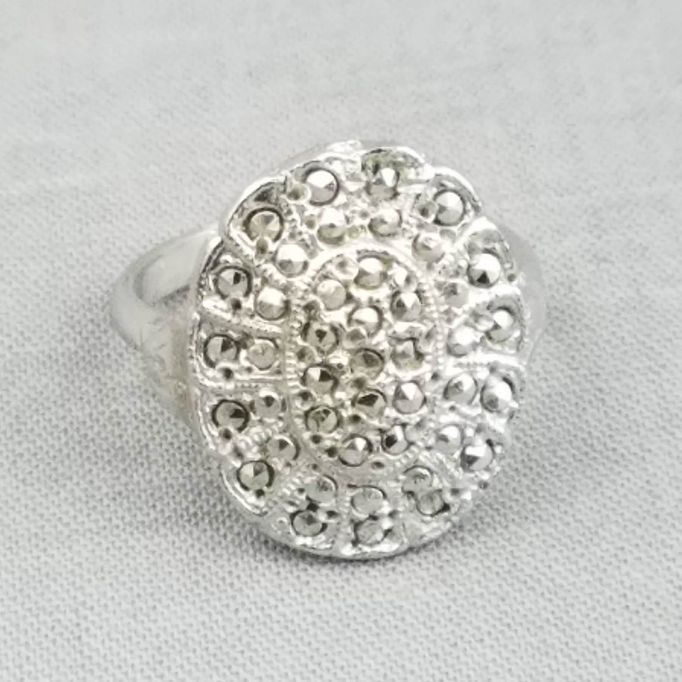 Antique Style Marcasite Ring, Vintage Marcasite Ring, Adjustable Ring ...
