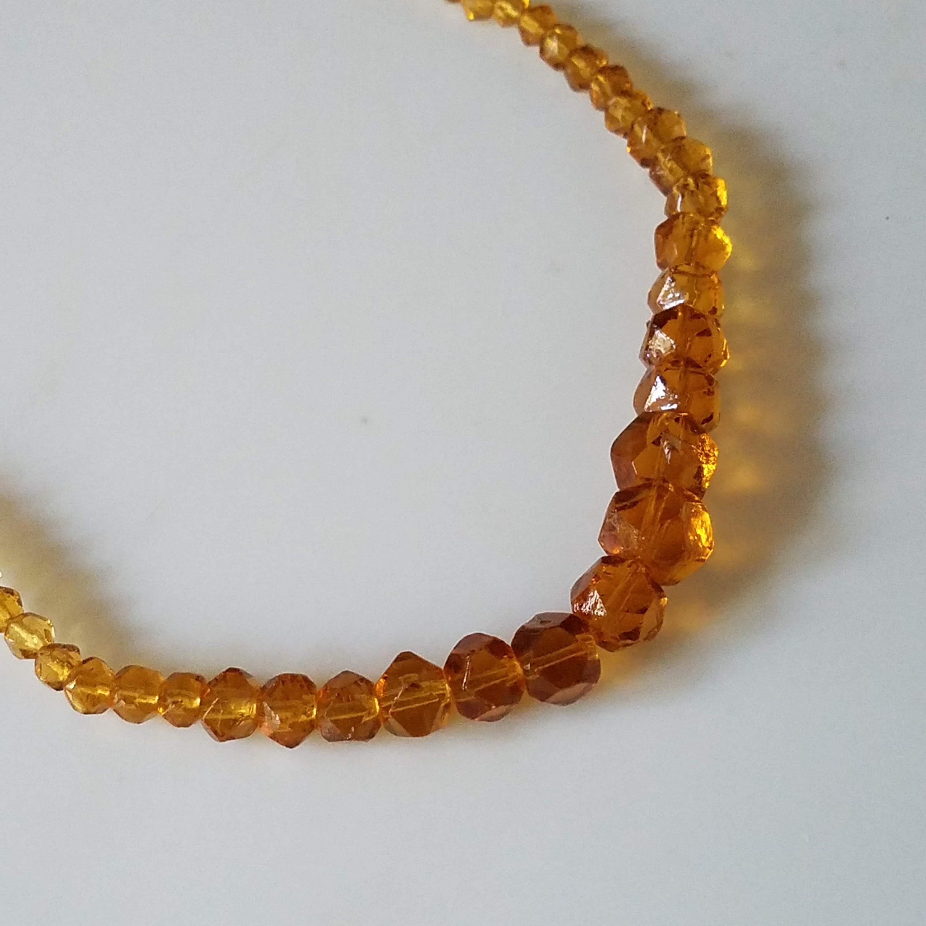Amber Czech Glass Faceted Beaded Necklace, Vintage Art Deco Czech Glass ...