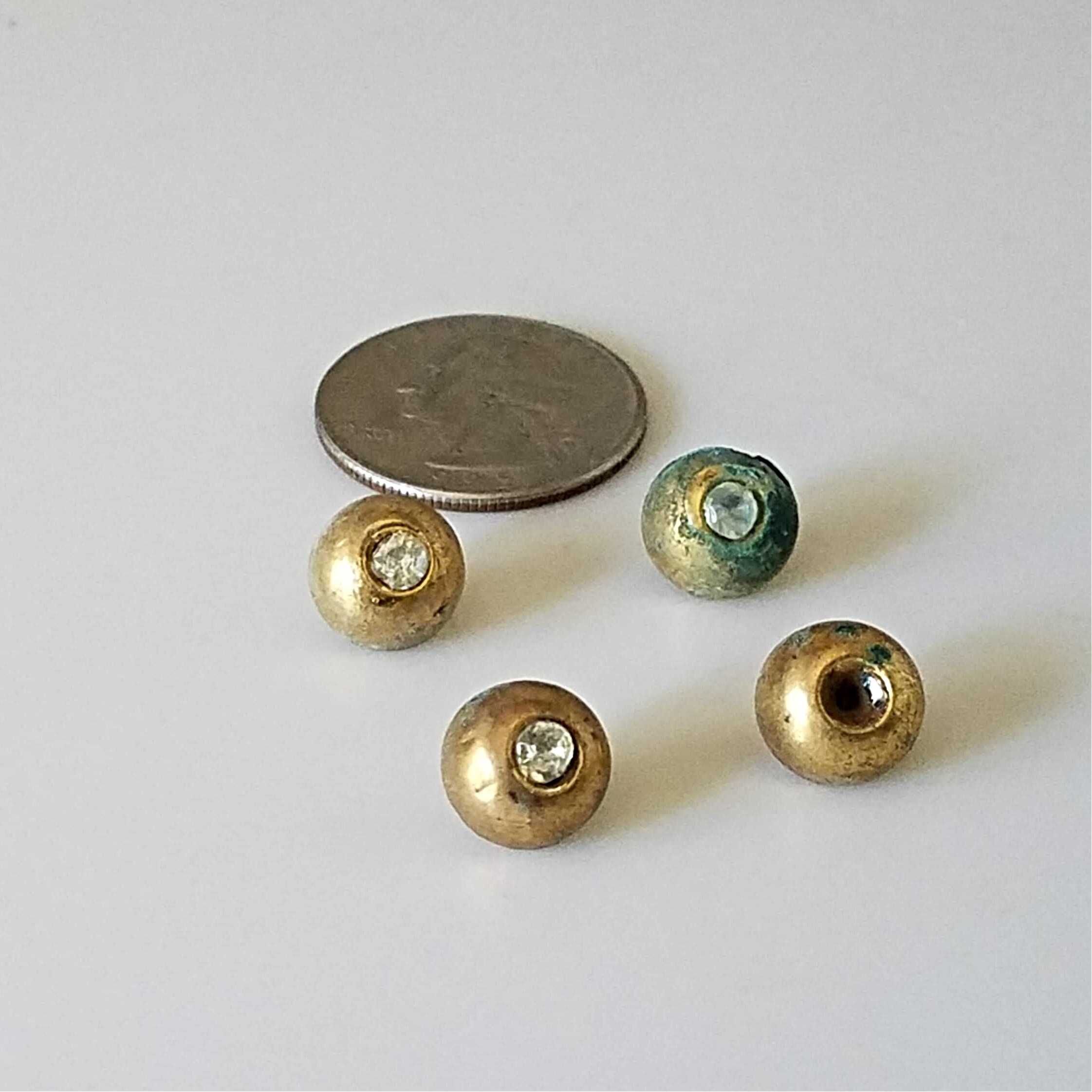 Vintage Rhinestone Buttons, Gold Tone Buttons for Sewing or Jewelry ...