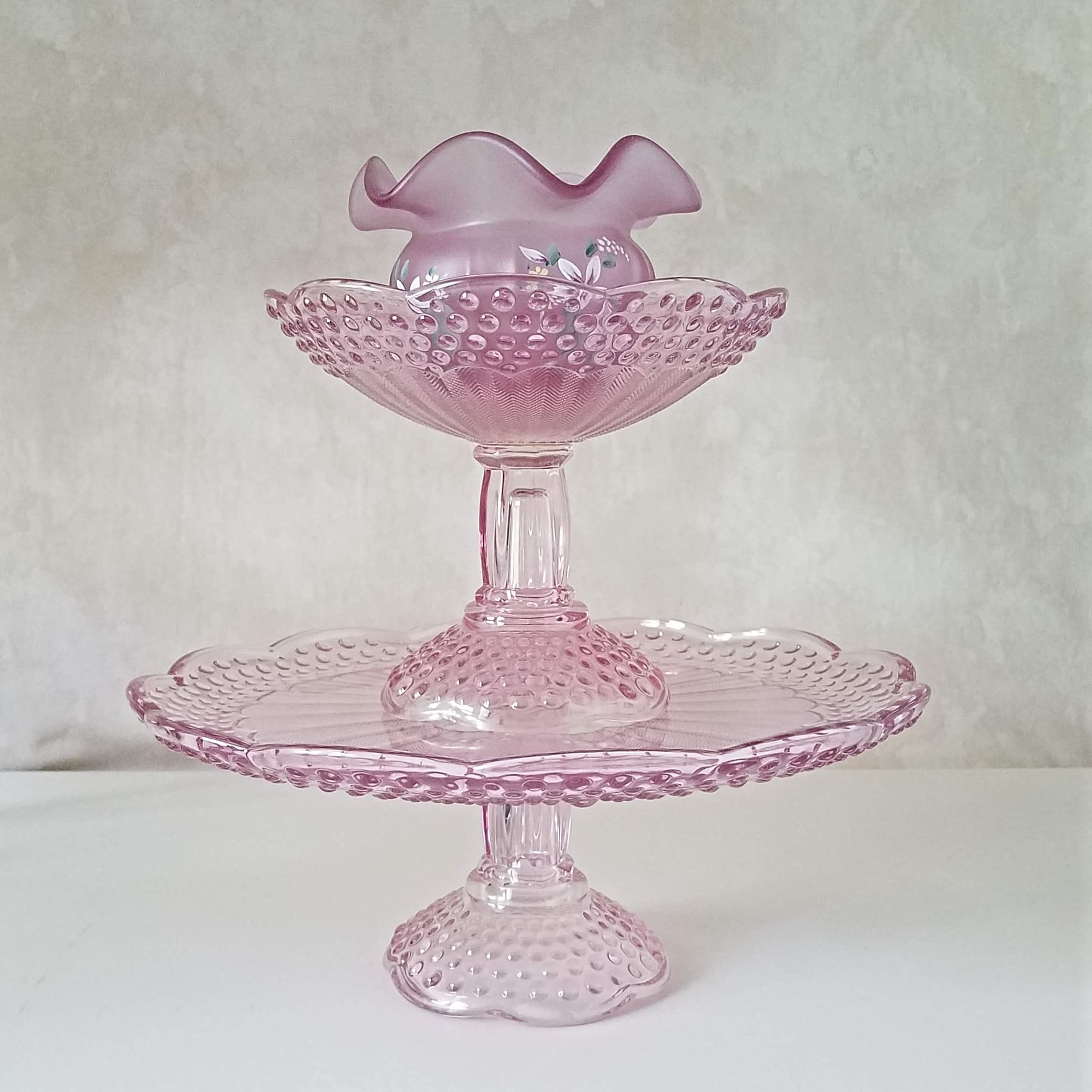 Vintage Pink Glass, Gorham Emily's Attic Pink Crystal Compote, Pink ...